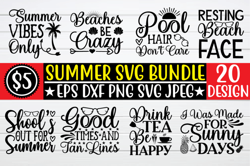 Summer Svg Bundle T Shirt Vector Illustration Buy T Shirt Designs