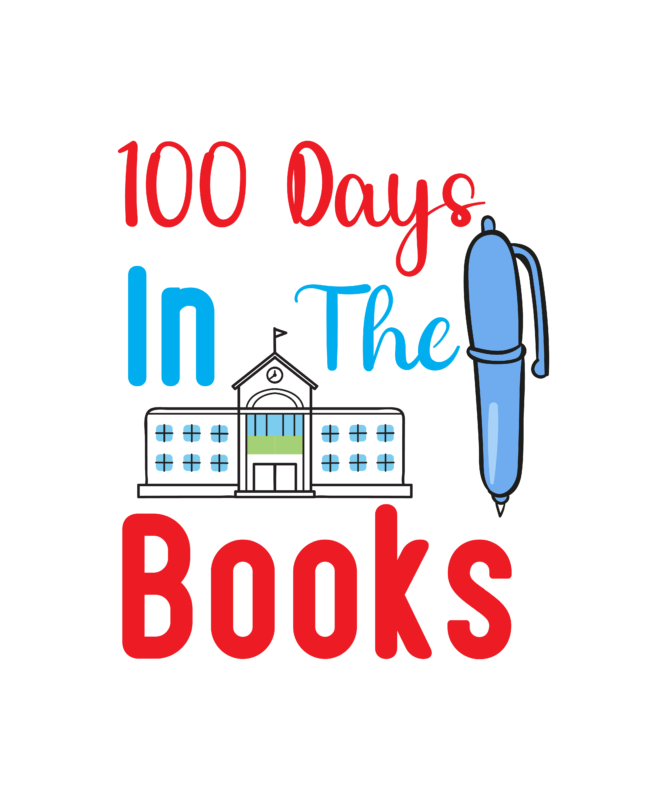 100 Days In The Books T Shirt Design Happy 100 Days T Shirt Cute Apple