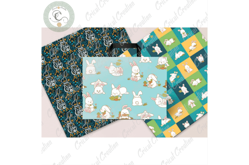 Happy Easter Day Patterns 12 Digital Papers Png Diy Crafts Rabbit Eat Carrot Patterns