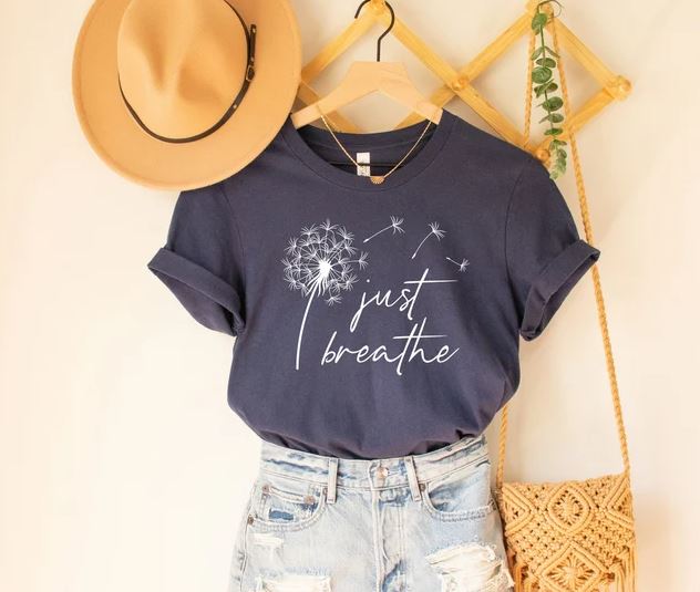 Just Breathe Meditation Shirt For Women Yoga Dandelion Shirt For Her