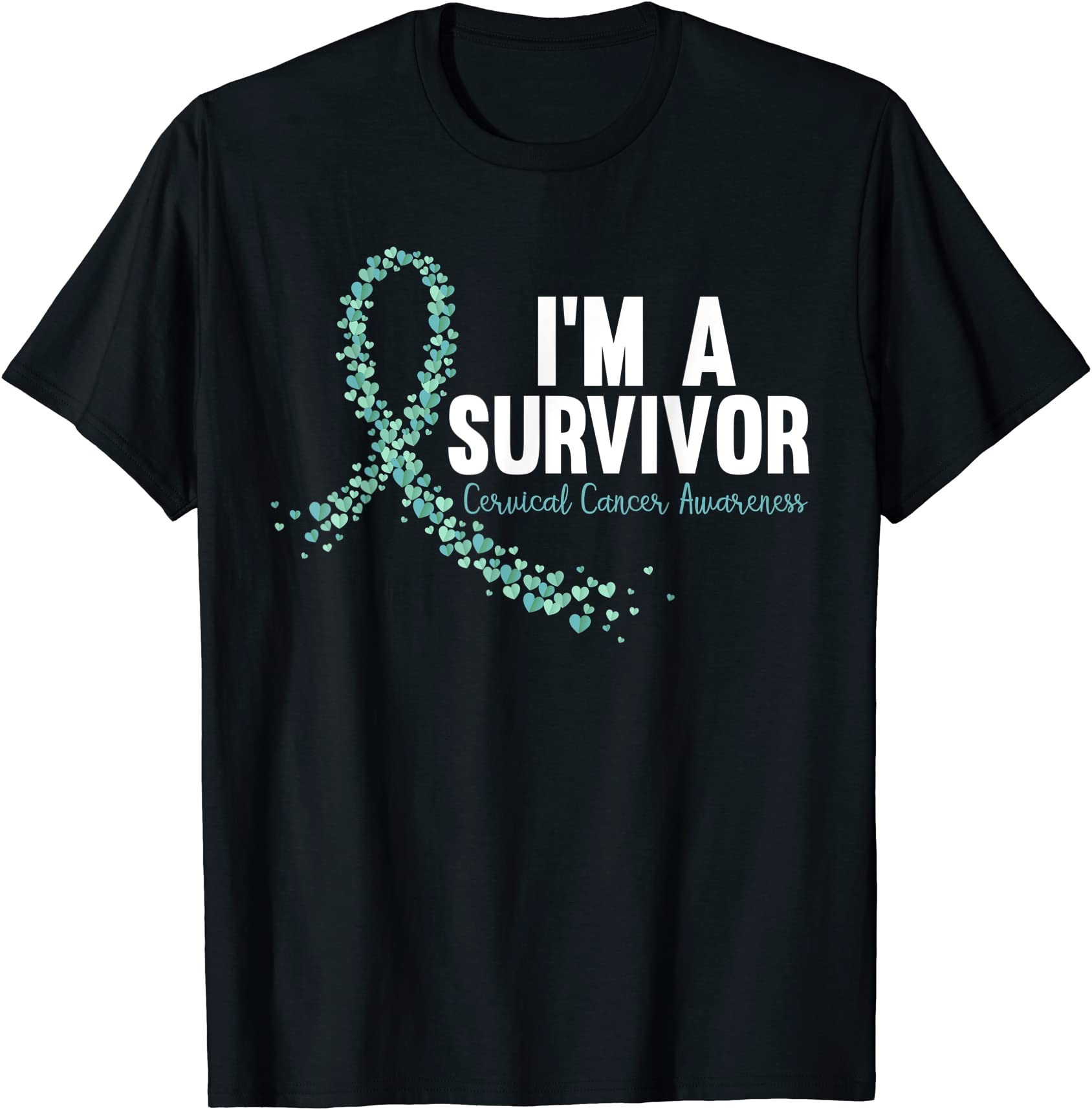 Cancer Survivor Teal Ribbon Cervical Cancer Awareness T Shirt Men Buy