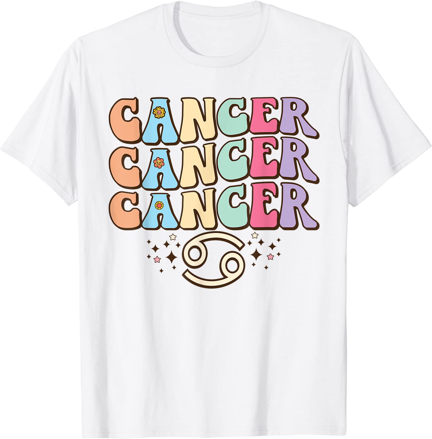 Retro Astrology June July Month Birthday Cancer Zodiac Sign T Shirt Men