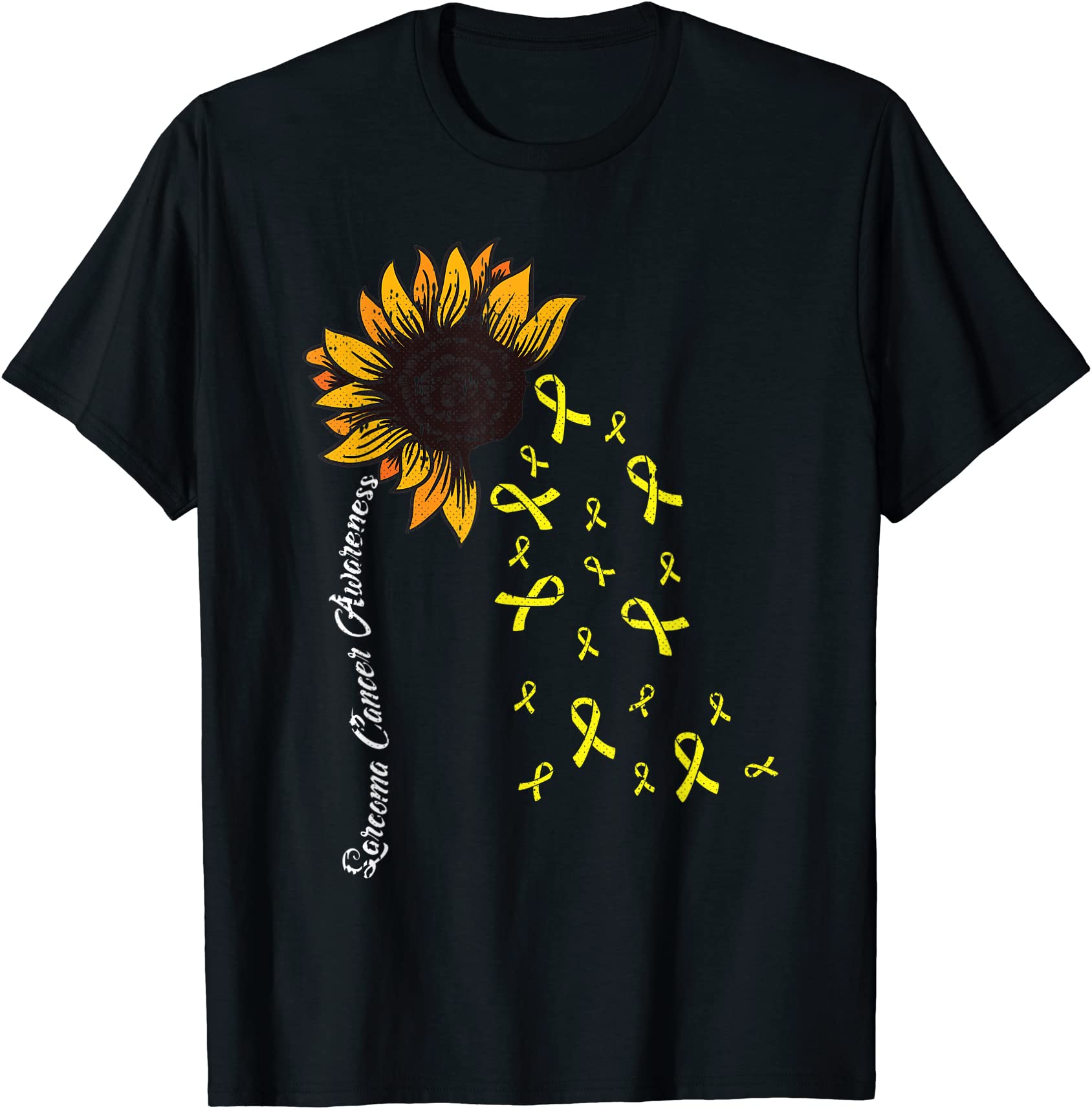 Sarcoma Cancer Awareness Yellow Ribbon Sunflower Warrior T Shirt Men
