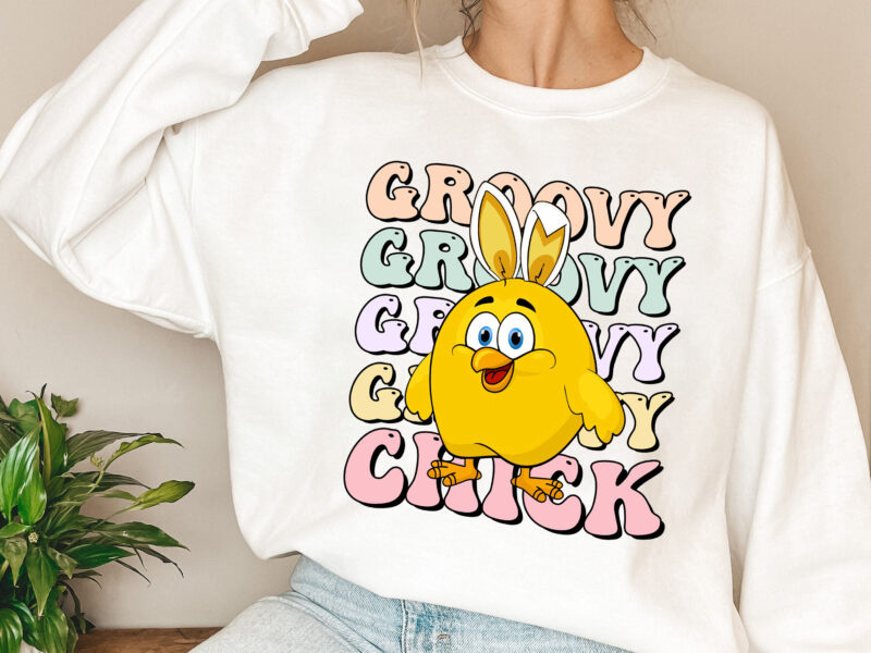 Funny Bunny Groovy Chick T Shirt Design Easter Groovy Chick Png Files Retro Groovy Easter
