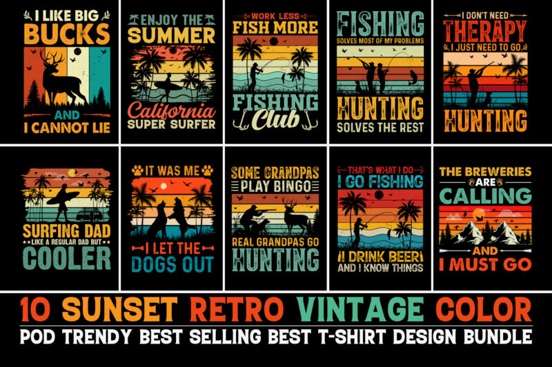 Sunset Sublimation T Shirt Design Bundle Buy T Shirt Designs