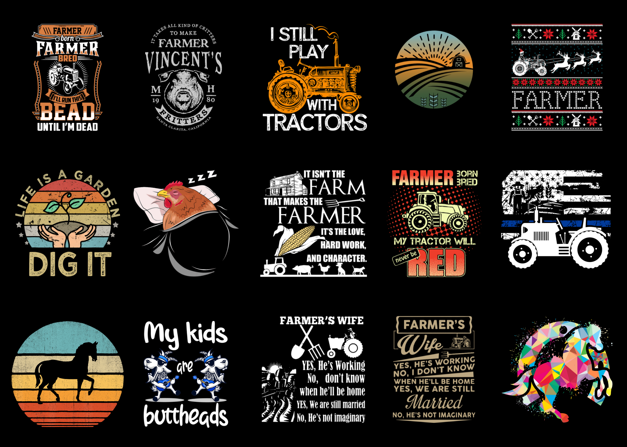 15 Farmer Shirt Designs Bundle For Commercial Use Part 2 Farmer T