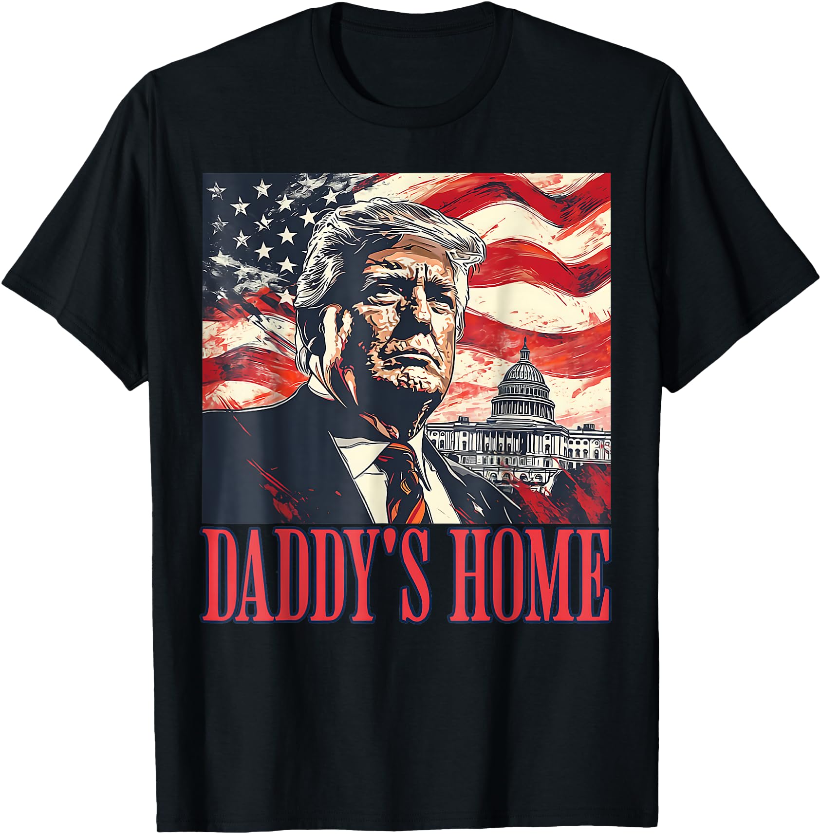 Trump Daddys Home White House USA American Flag Vintage T-Shirt - Buy t-shirt designs